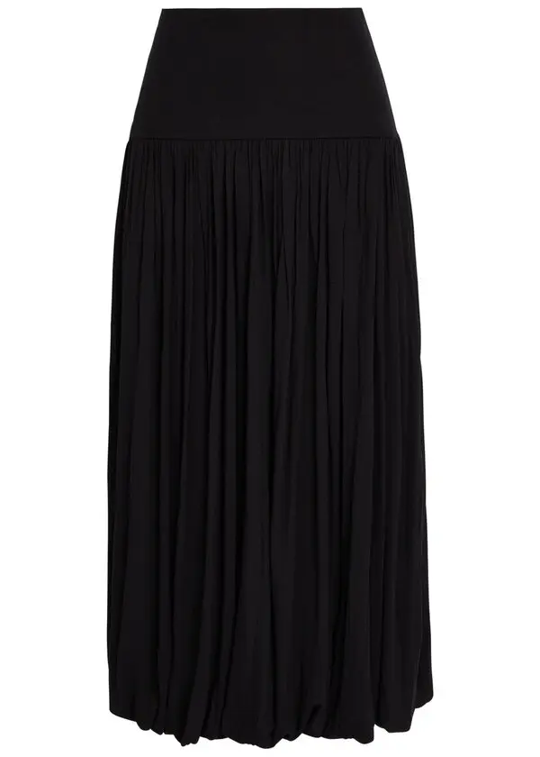 TOTEME Gathered Crepe-jersey Midi Skirt - Black