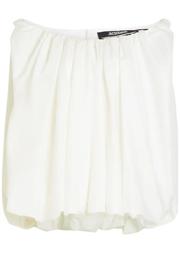 Jacquemus Le Top Lavande Draped Cotton-blend Poplin Top