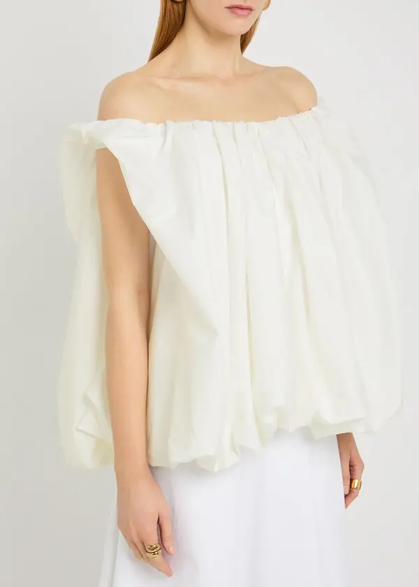 Jacquemus Le Top Lavande Draped Cotton-blend Poplin Top