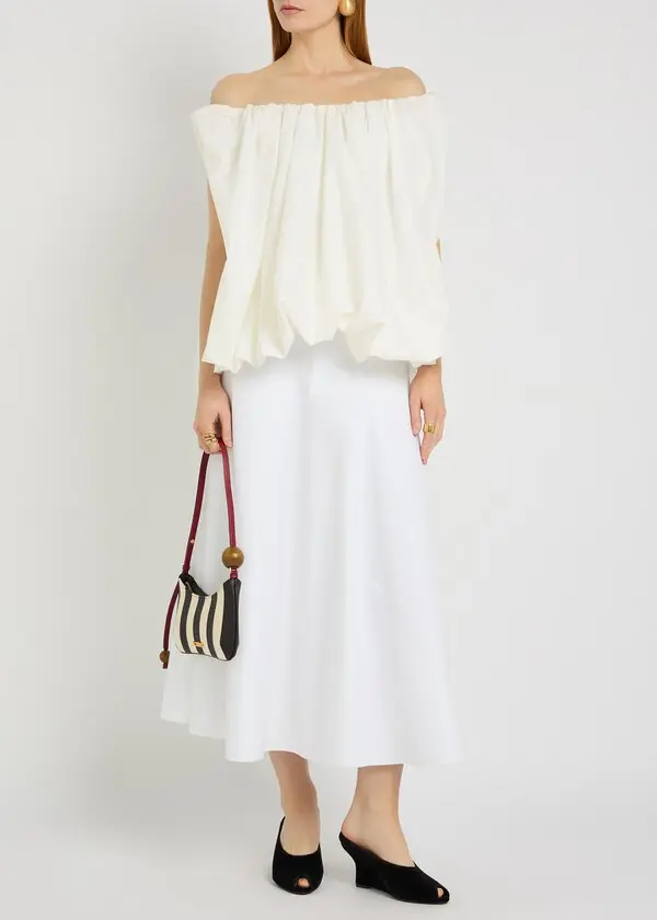 Jacquemus Le Top Lavande Draped Cotton-blend Poplin Top