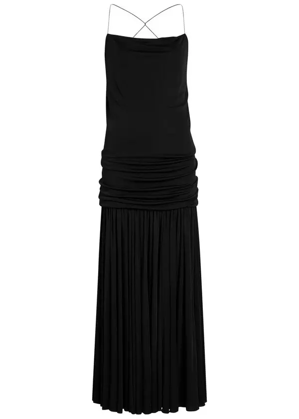 Jacquemus La Robe Abiha Draped Jersey Midi Dress - Black