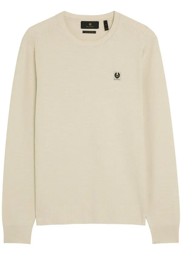 Belstaff Coast Piqué Silk And Cotton-blend Jumper - Silver