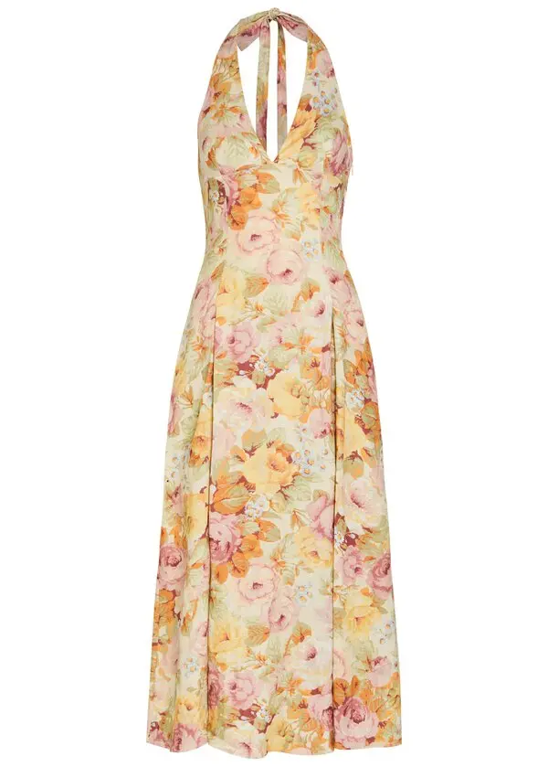 Faithfull The Brand Floral-print Linen Midi Dress - Multicoloured