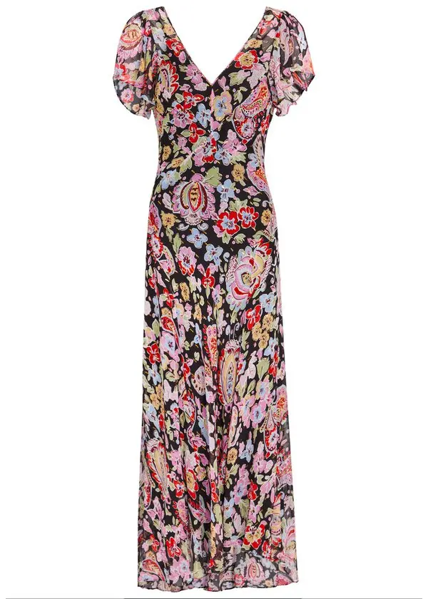 Rixo Bexley Metallic Floral Chiffon Maxi Dress - Multicoloured