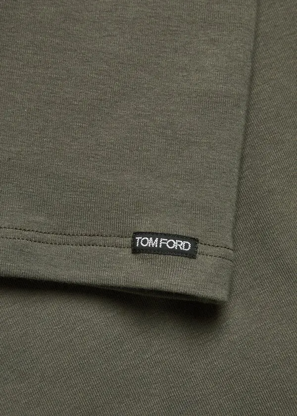TOM FORD Logo-appliquéd Stretch-cotton T-shirt - Olive