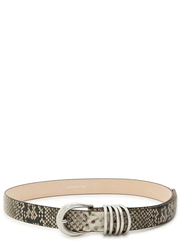 DEHANCHE Hollyhock Snake-effect Leather Belt - White