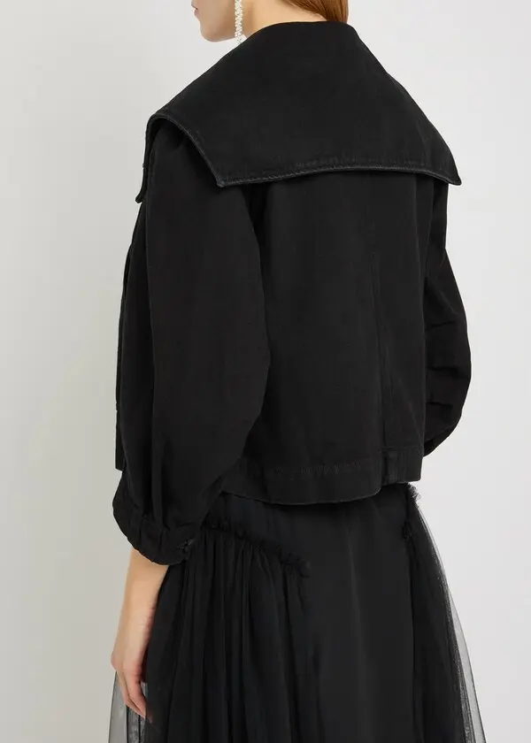 Simone Rocha Crystal-embellished Cropped Denim Jacket