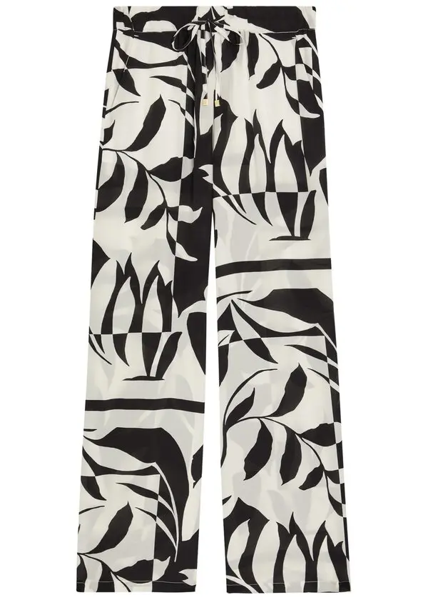 Max Mara Voto Printed Wide-leg Silk Trousers - Black