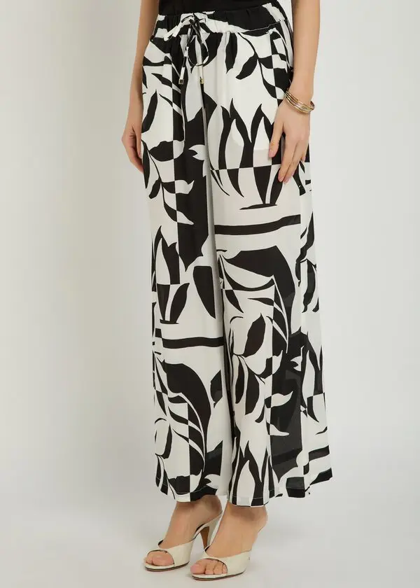Max Mara Voto Printed Wide-leg Silk Trousers - Black