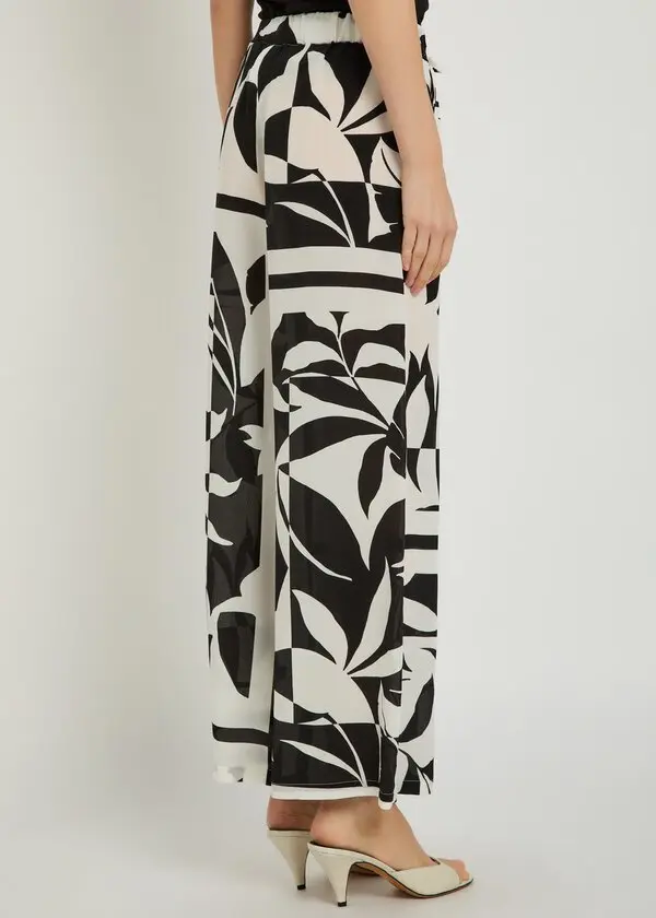 Max Mara Voto Printed Wide-leg Silk Trousers - Black