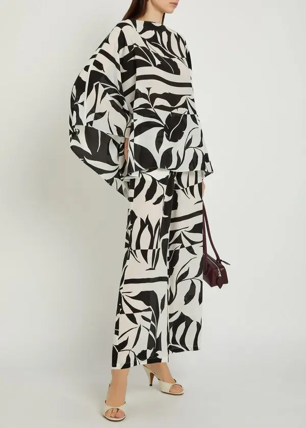 Max Mara Voto Printed Wide-leg Silk Trousers - Black