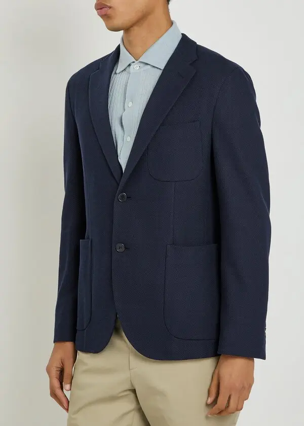 SLOWEAR Textured Cotton Blazer - Navy
