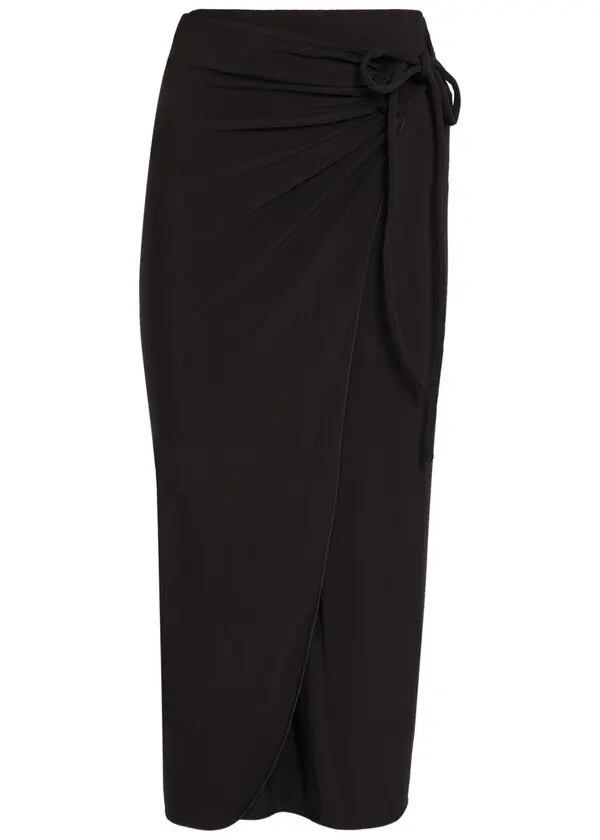 Max Mara Afoso Jersey Midi Wrap Skirt - Black
