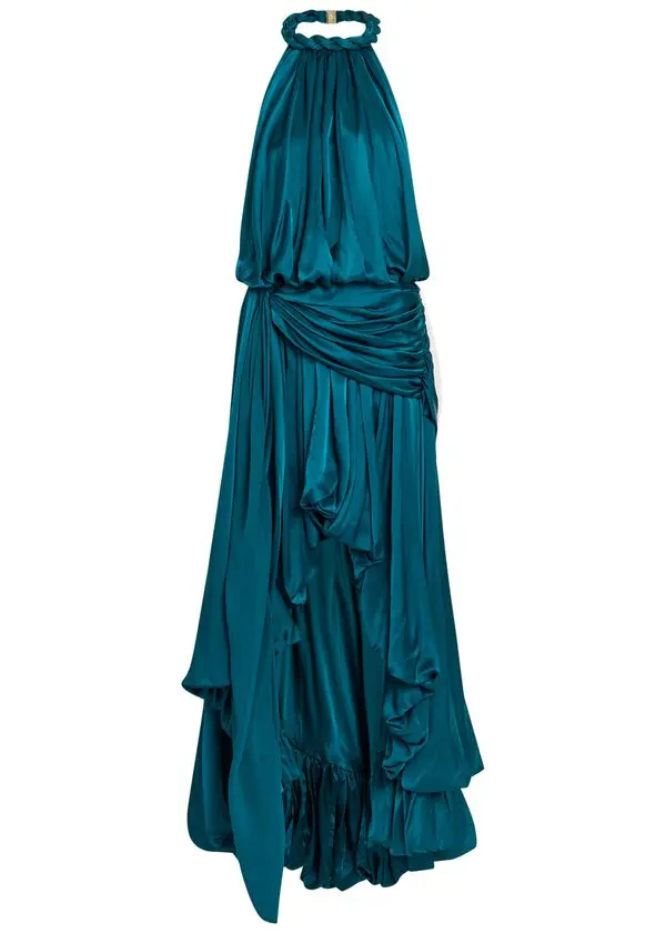 Zimmermann Alchemy Halterneck Satin Maxi Dress - Blue