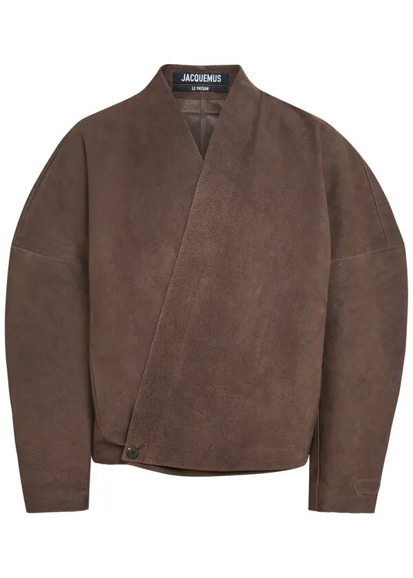 Jacquemus Le Blouson Berger Wrapped Nubuck Jacket - Dark Brown