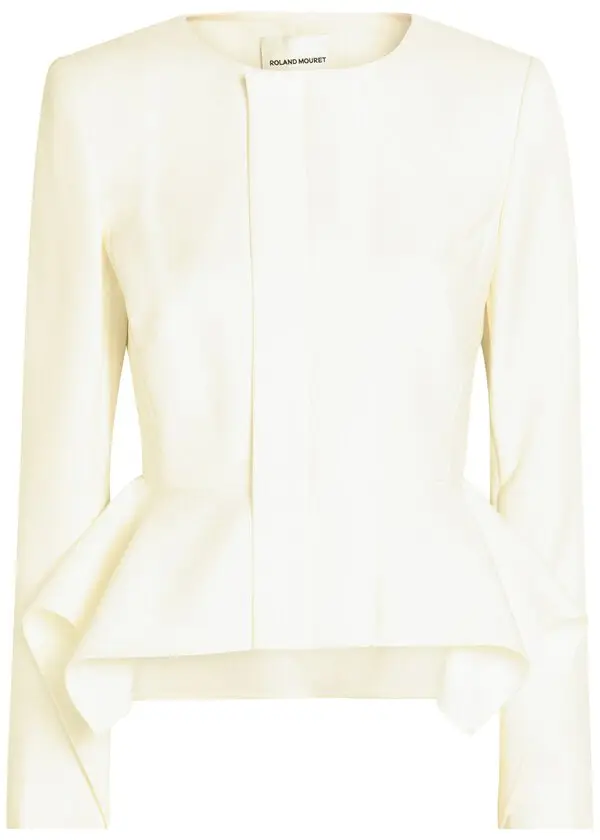 Roland Mouret Peplum Crepe Jacket - Cream