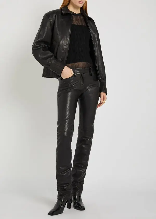 AARON ESH Slim-leg Leather Trousers