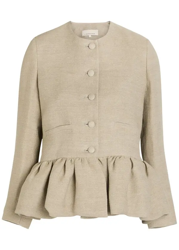 LIBEROWE Linen Peplum Jacket - Beige
