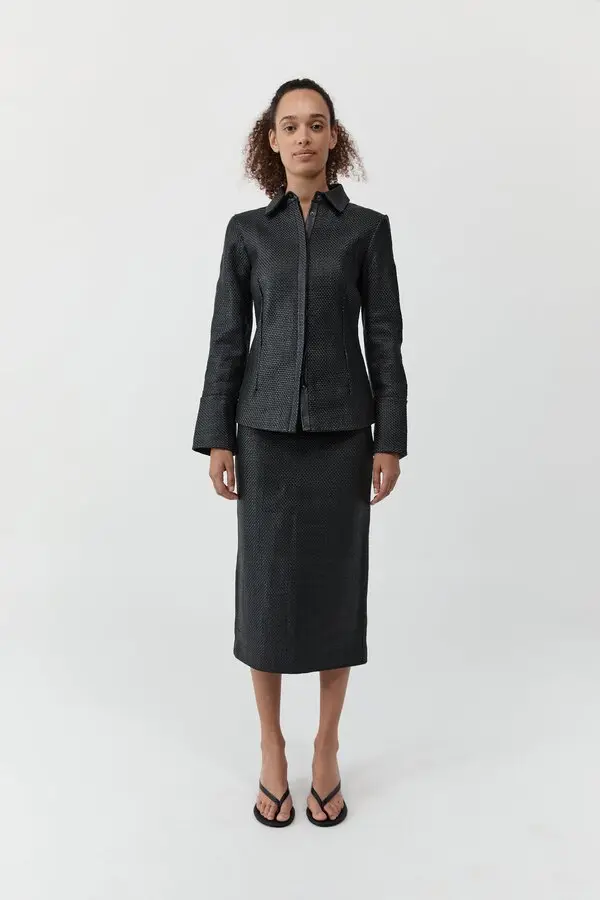 ST. AGNI Woven Leather Shirt