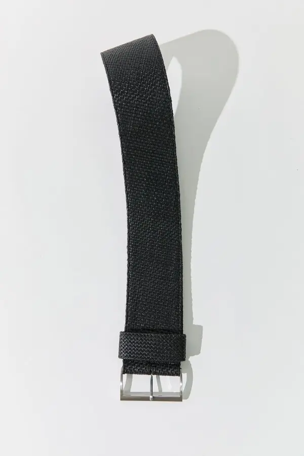 ST. AGNI Woven Wide Leather Belt - Black