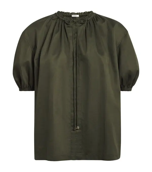 JOSEPH Cotton Sateen Nador Blouse - Green