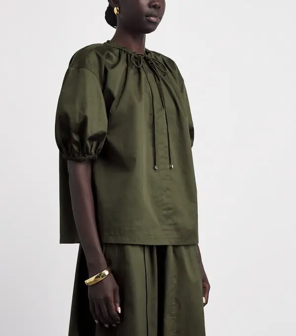 JOSEPH Cotton Sateen Nador Blouse - Green