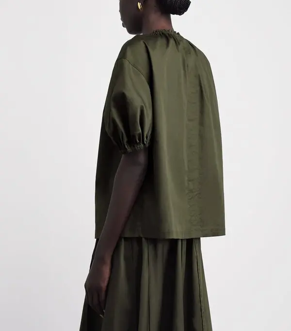 JOSEPH Cotton Sateen Nador Blouse - Green
