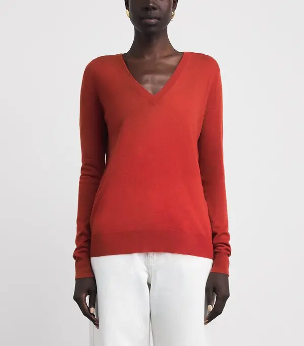 JOSEPH Cashmere V-neck Sweater - Red