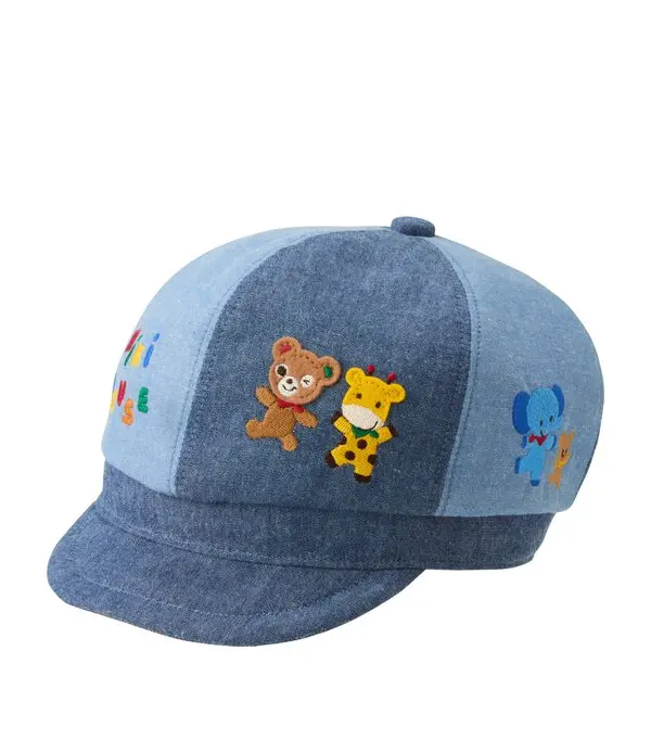 MIKI HOUSE Denim Animals Cap - Blue