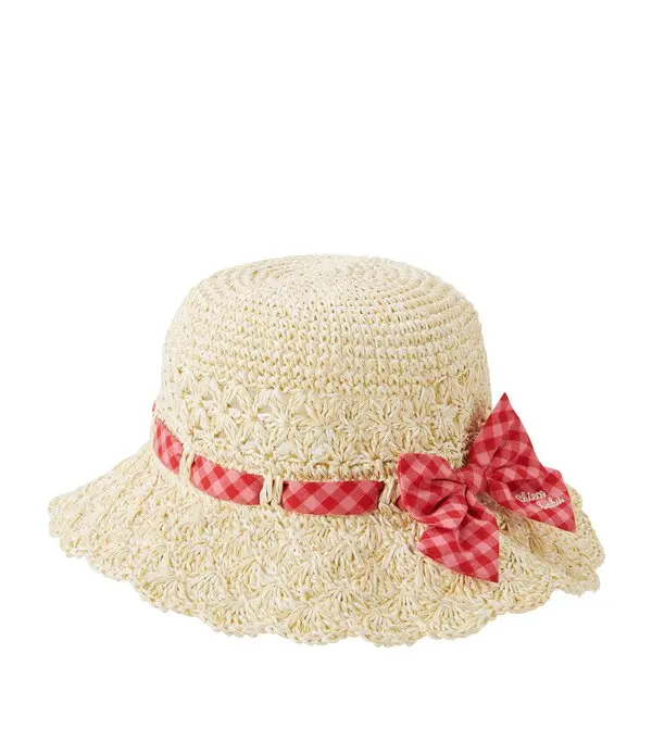 MIKI HOUSE Straw Bucket Hat - Ivory