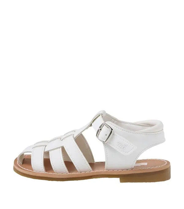 MIKI HOUSE Faux Leather Strappy Sandals - White