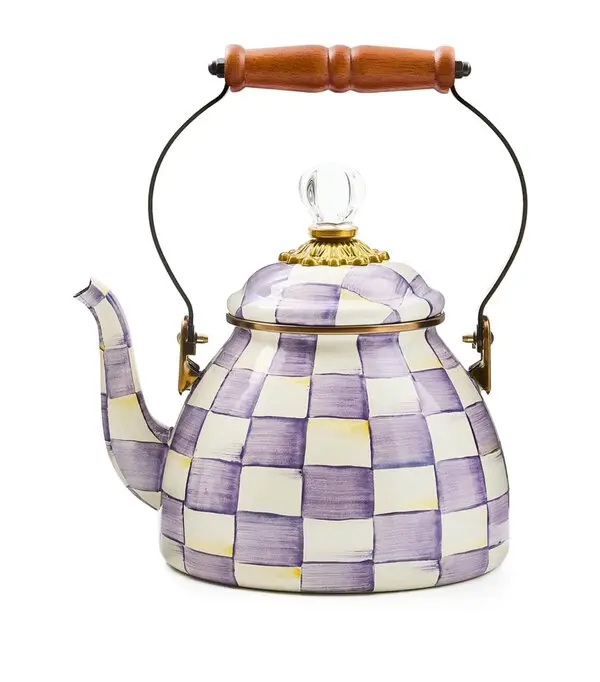 MACKENZIE-CHILDS Violet Check 2-quart Tea Kettle - Purple
