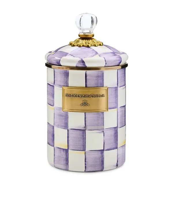 MACKENZIE-CHILDS Medium Violet Check Canister - Purple