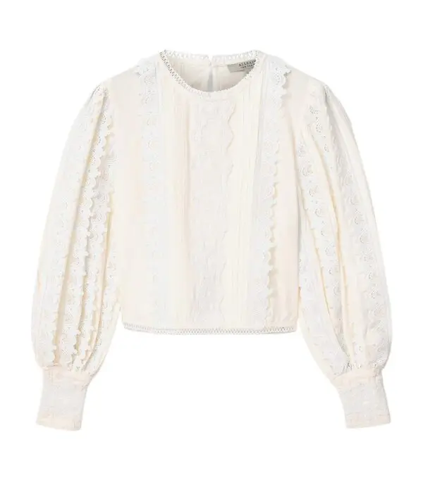 ALLSAINTS Cotton Hart Embroidered Top - White