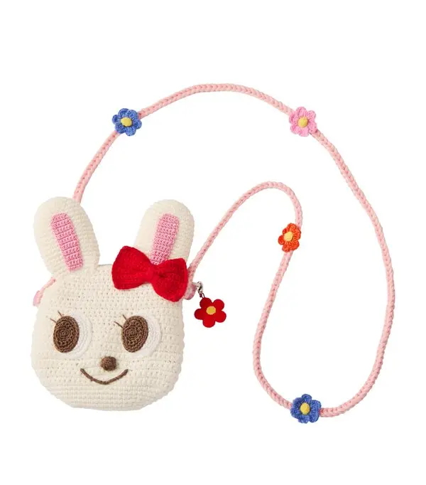 MIKI HOUSE Knitted Bunny Cross-body Bag - White