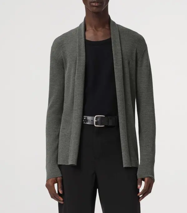 ALLSAINTS Merino Wool Mode Cardigan - Green