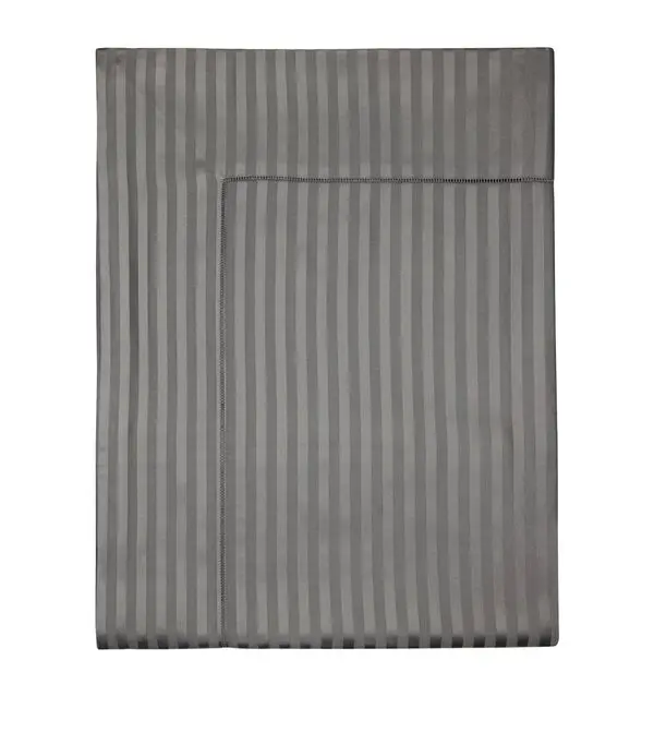 PRATESI Raso Rigato Super King Flat Sheet - Grey