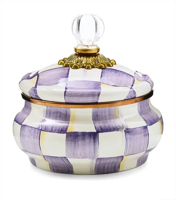 MACKENZIE-CHILDS Violet Check Squashed Pot - Purple