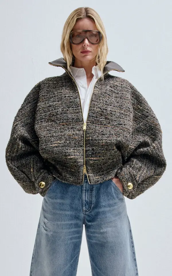 DARKPARK Celine Oversized Lurex Tweed Bomber Jacket
