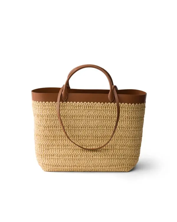 Prada Medium Crochet And Leather Tote Bag