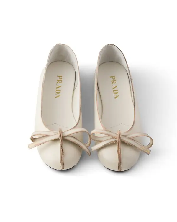 Prada Antiqued Leather Ballerinas - Neutral