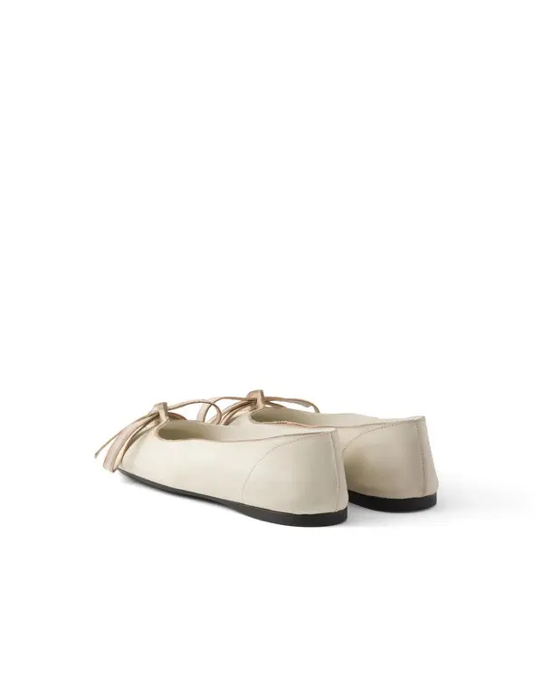 Prada Antiqued Leather Ballerinas - Neutral