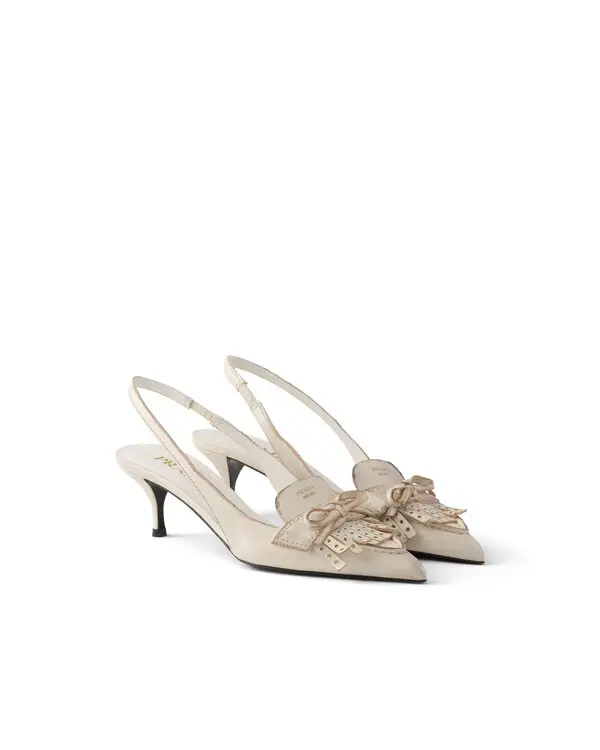Prada Leather Slingback Pumps - Neutral
