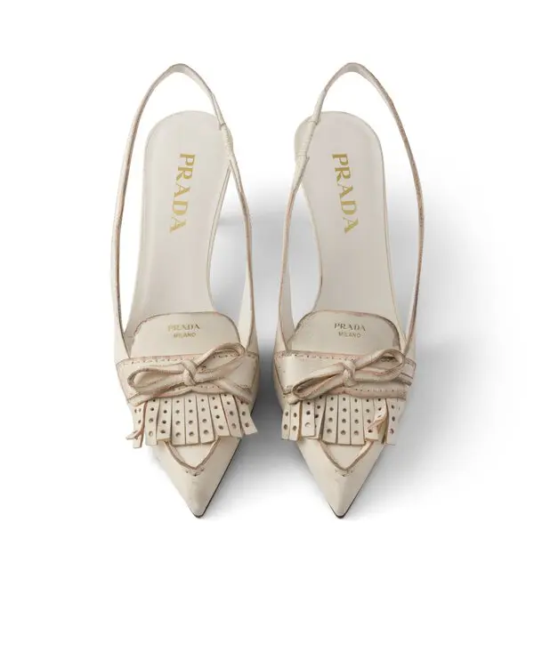 Prada Leather Slingback Pumps - Neutral