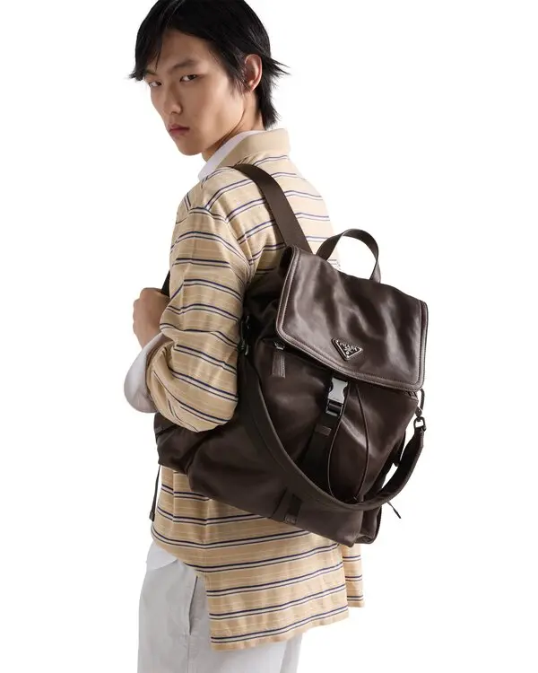 Prada Leather Backpack - Brown