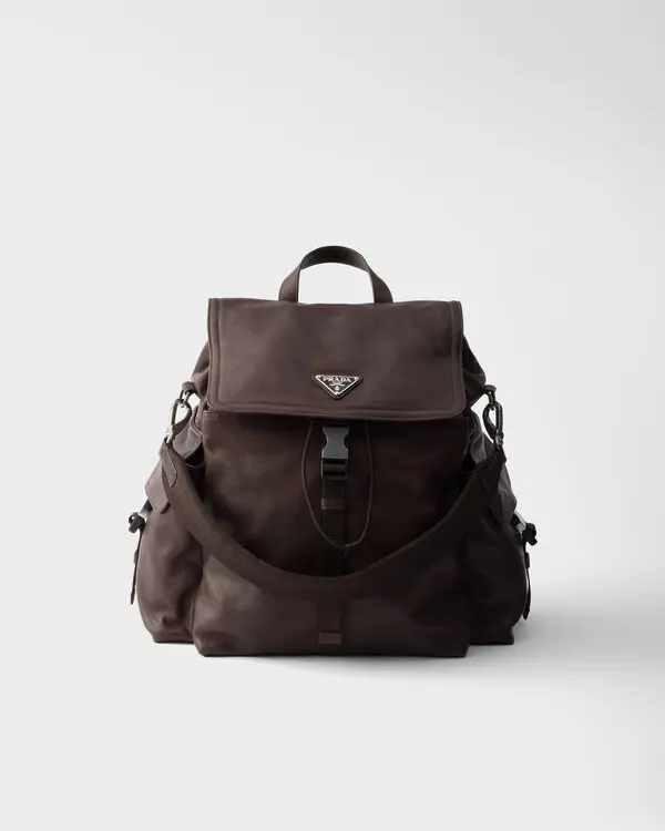 Prada Leather Backpack - Coffee