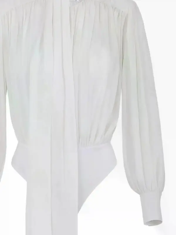 Elisabetta Franchi Silk Georgette Bodysuit With Sash - White