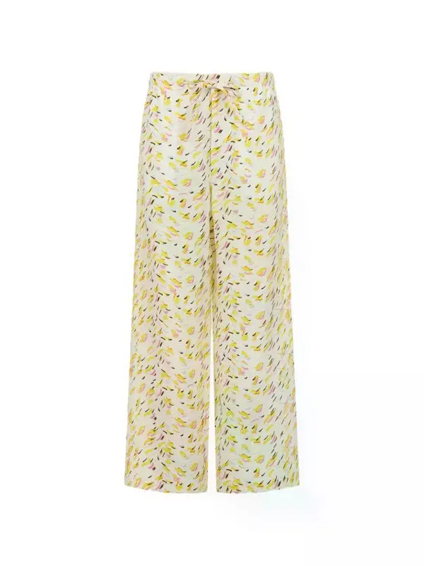 Marni Abstract Print Drawstring Palazzo Pants - Neutrals