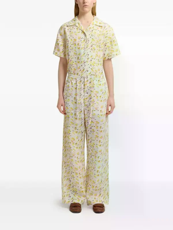 Marni Abstract Print Drawstring Palazzo Pants - Neutrals