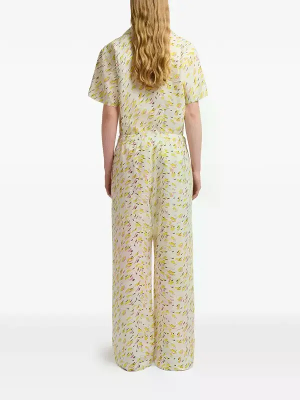 Marni Abstract Print Drawstring Palazzo Pants - Neutrals